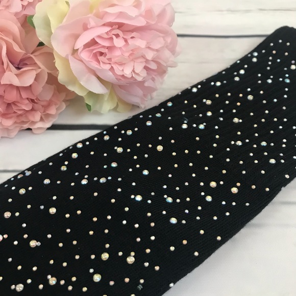 Accessories | Sexy Black Rhinestone Over The Knee Bling Socks | Poshmark